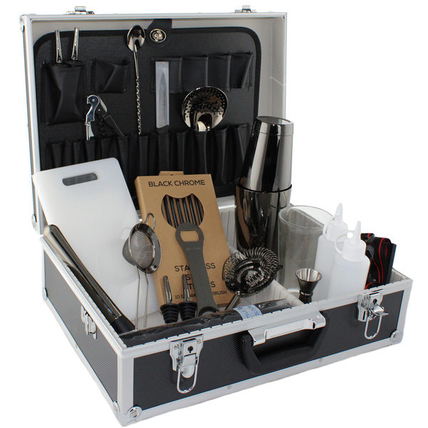 Cocktail Kit Deluxe 20 Piece in Case Black Chrome | Barware Australia